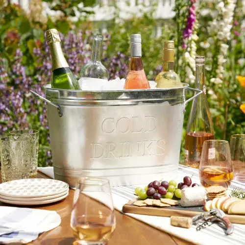 TWINE Cold Beverages Galvanized Metal Beverage Tub