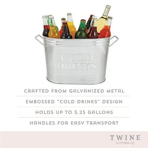 TWINE Cold Beverages Galvanized Metal Beverage Tub
