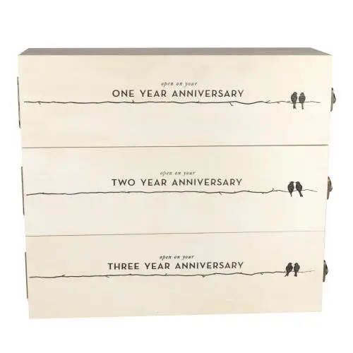 TWINE Newlywed's Anniversary 3-bottle En Wine Box - Wood