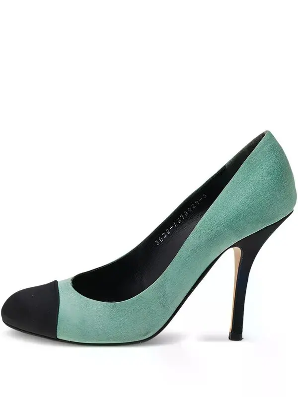 GINA 140mm Leather Pumps With Contrasting Cap Toe