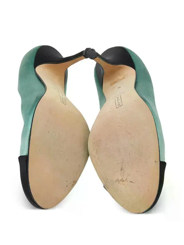 GINA 140mm Leather Pumps With Contrasting Cap Toe