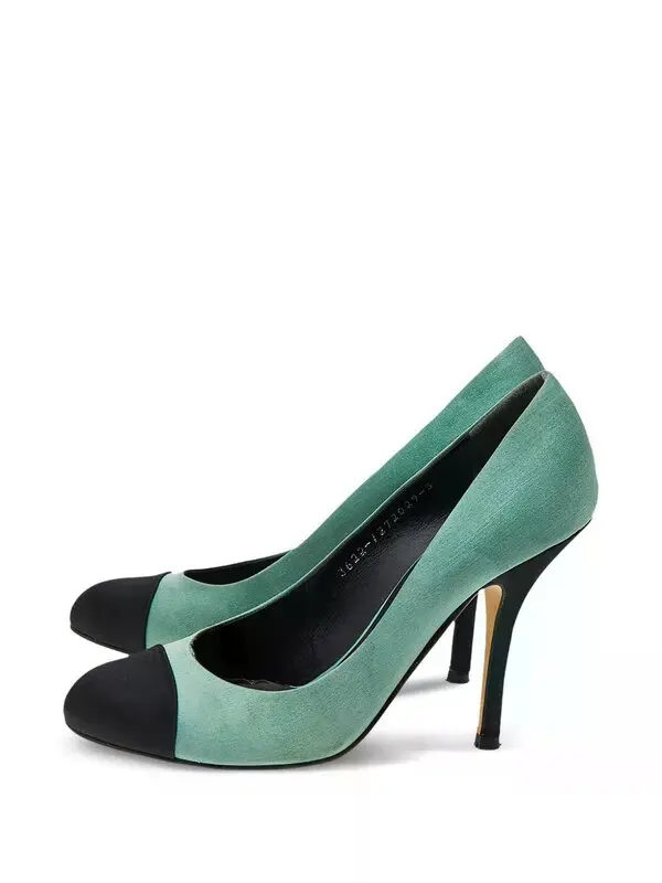 GINA 140mm Leather Pumps With Contrasting Cap Toe