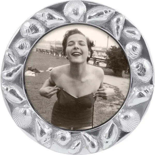 MARIPOSA Seashell Round 4 X 4-inch Picture Frame - Silver