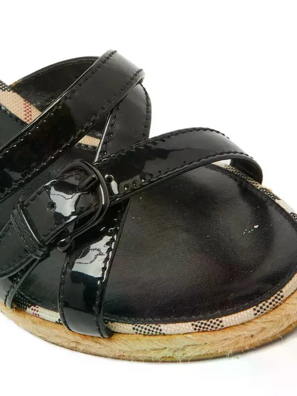 Burberry Patent Leather Espadrille Wedge Sandals