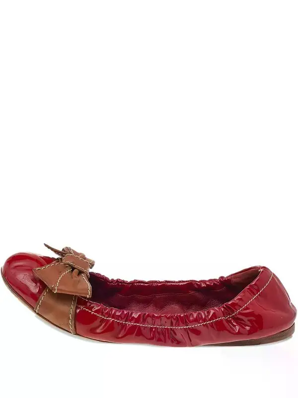 Prada Bow Detail Ballet Flats - Red