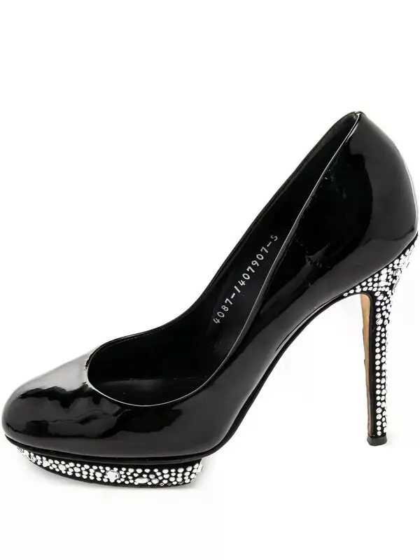 GINA Patent Crystal-embellished Stiletto Pumps - Black