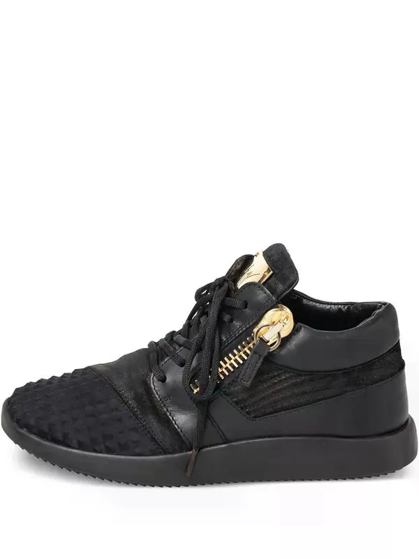 GIUSEPPE ZANOTTI Leather Low-top Sneakers With Gold-tone Hardware