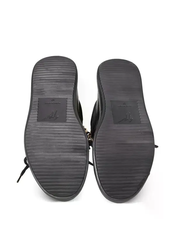 GIUSEPPE ZANOTTI Leather Low-top Sneakers With Gold-tone Hardware