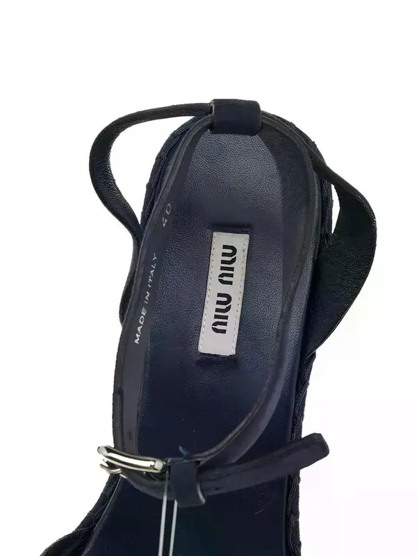 Miu Miu Navy Suede Wedge Sandals