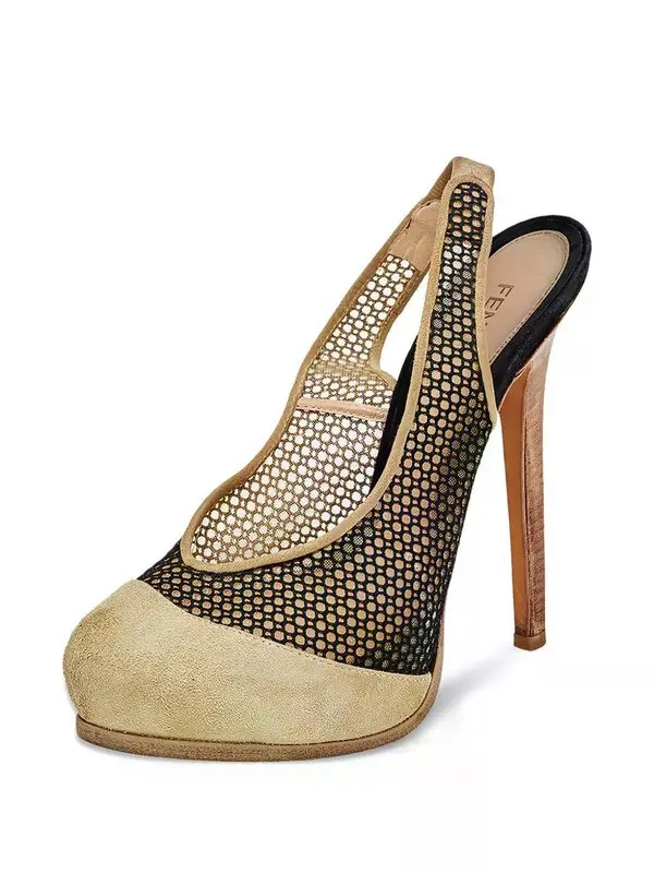 Fendi Mesh Panelled Slingback Pumps