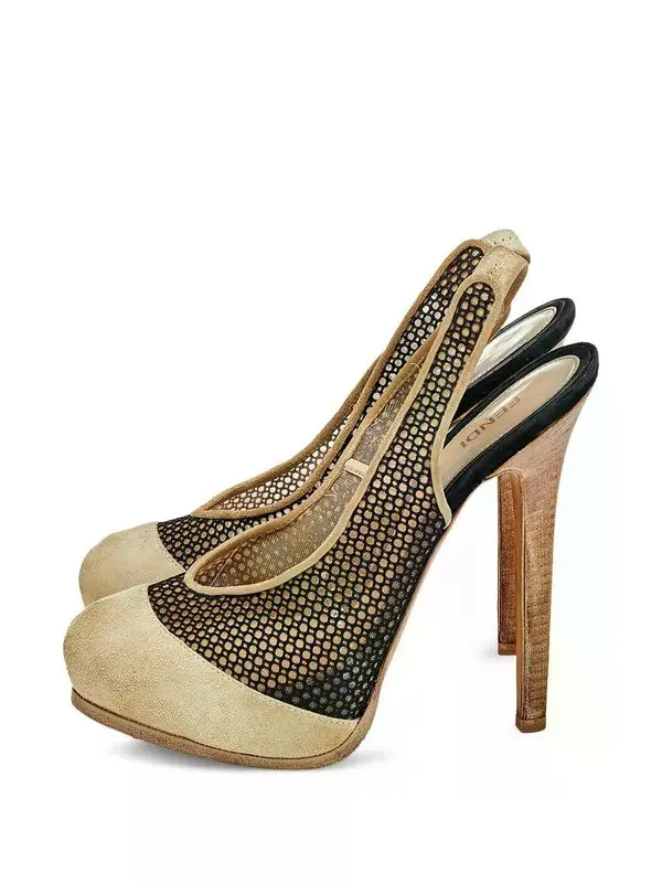 Fendi Mesh Panelled Slingback Pumps