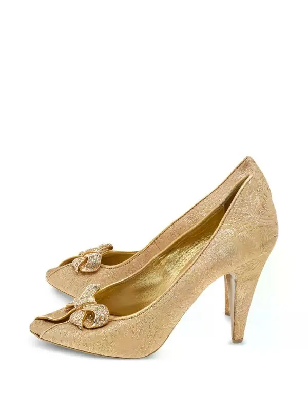 LE SILLA Brocade Pumps With Crystal Embellished Bow