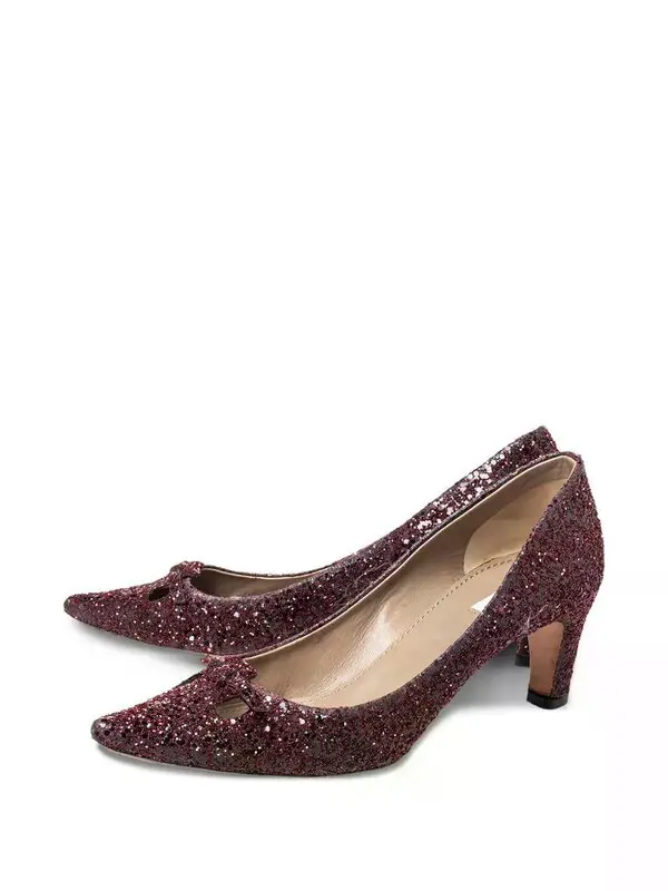 Marc Jacobs Burgundy Glitter Leather Pumps