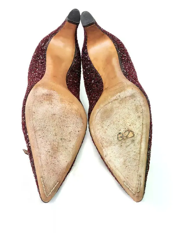 Marc Jacobs Burgundy Glitter Leather Pumps
