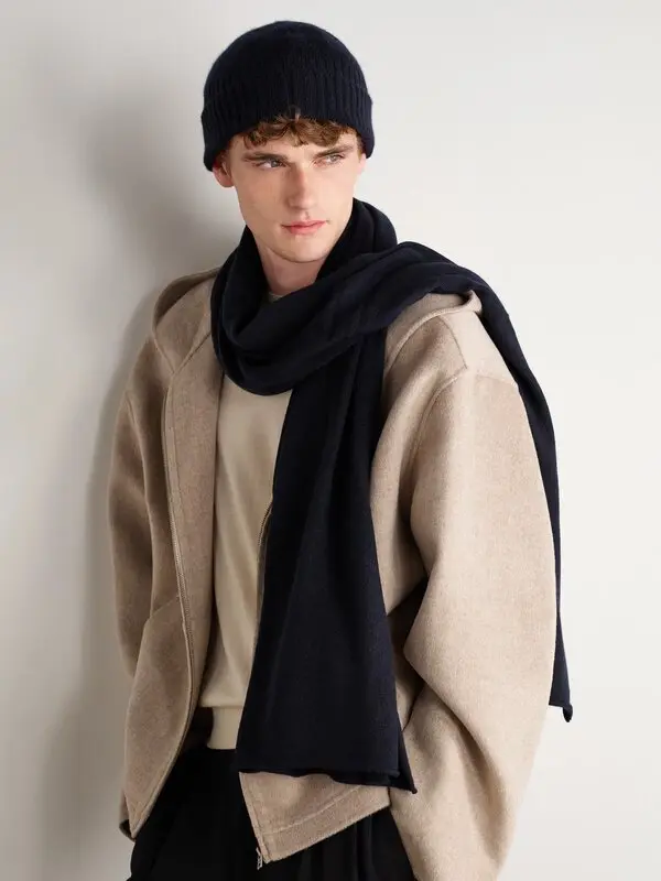 ALLUDE Ribbed Cashmere Beanie And Scarf Set