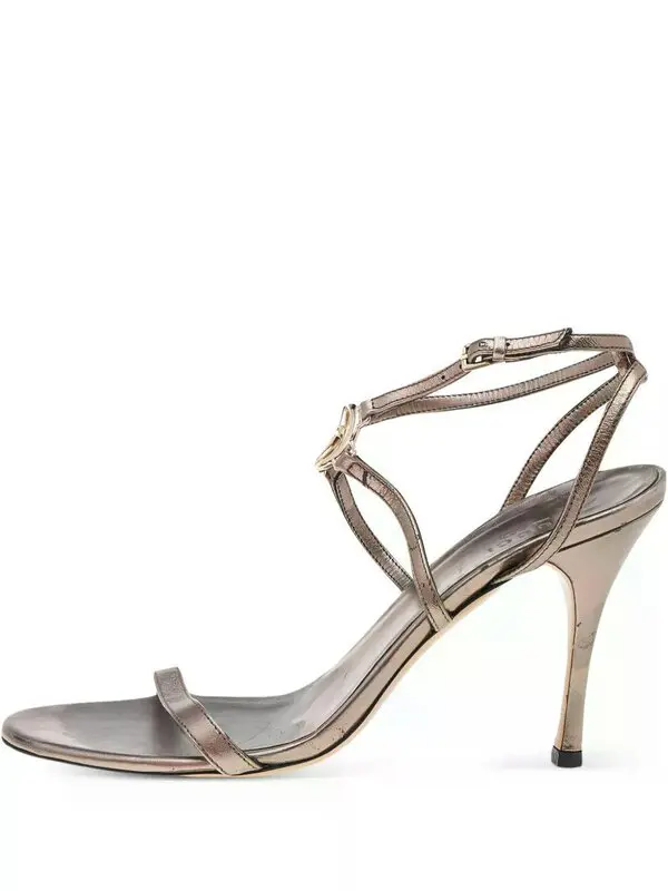Gucci Bronze Leather Strappy Sandals