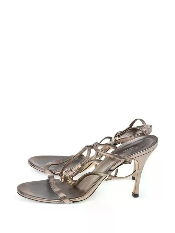 Gucci Bronze Leather Strappy Sandals