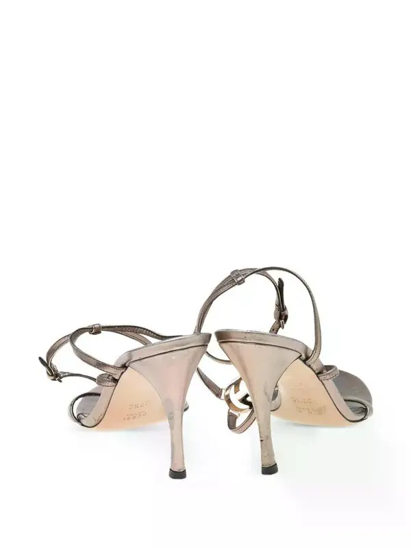 Gucci Bronze Leather Strappy Sandals