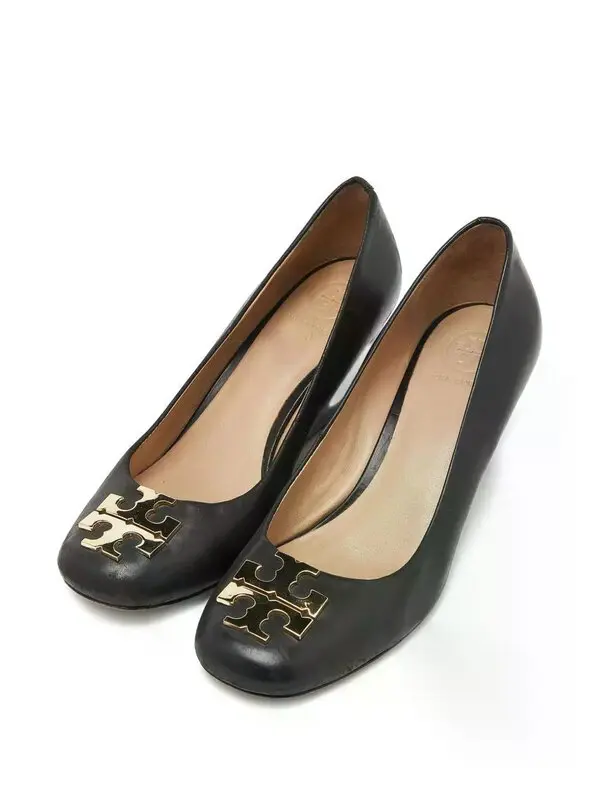 Tory Burch Leather Wedge Pumps With Gold-tone Logo Plaque