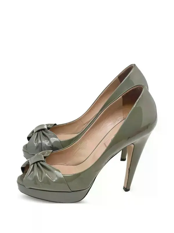 Valentino Garavani Patent Leather Peep Toe Platform Bow Pumps