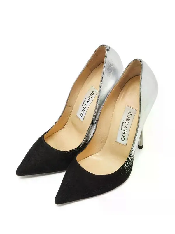 JIMMY CHOO Metallic Leather Pointed Toe Stiletto Heels