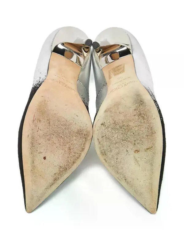JIMMY CHOO Metallic Leather Pointed Toe Stiletto Heels