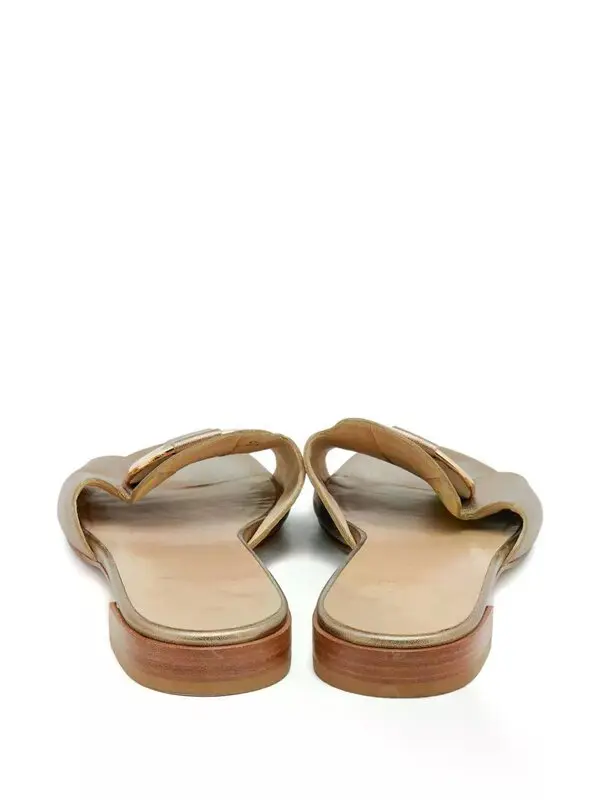 STUART WEITZMAN Metallic Slides With Gold-tone Buckle Detail