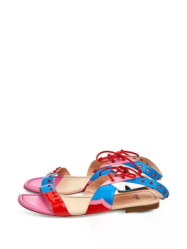 Fendi Colourblock Studded Lace-up Sandals