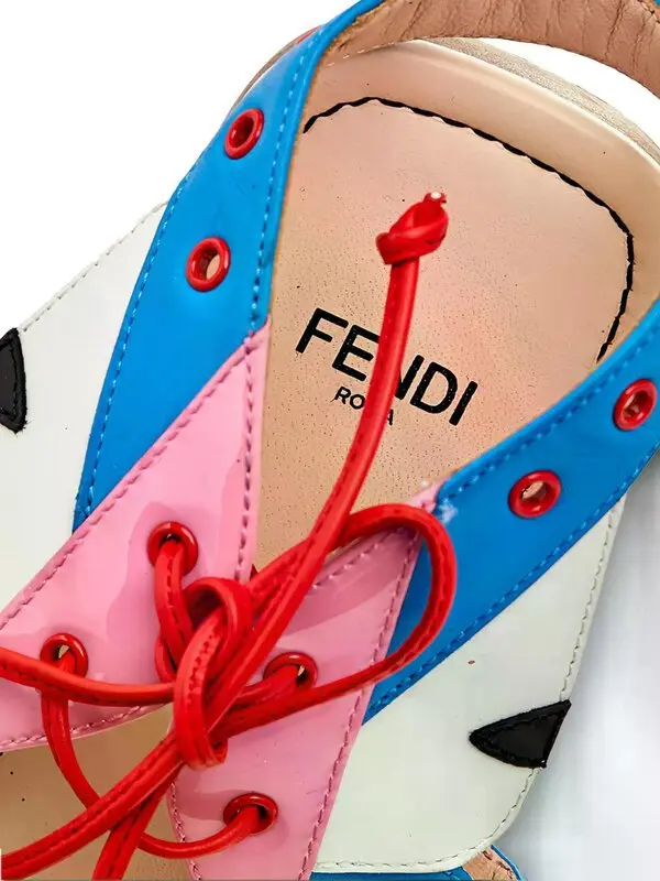 Fendi Colourblock Studded Lace-up Sandals