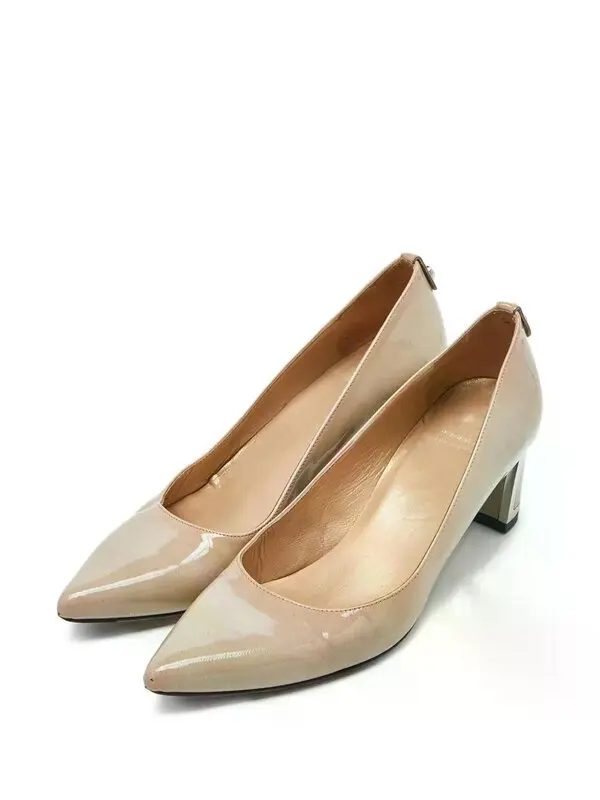STUART WEITZMAN Leather Pointed Toe High Block Heel Pumps