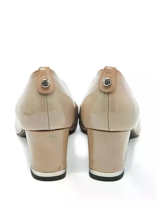 STUART WEITZMAN Leather Pointed Toe High Block Heel Pumps