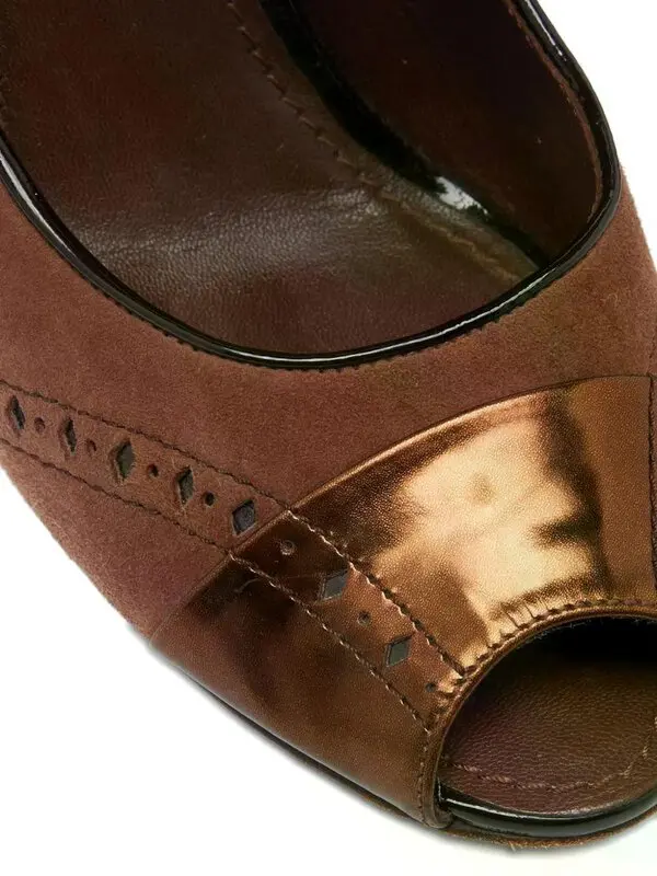 LOUIS VUITTON Suede Calf Leather Peep-toe Pumps