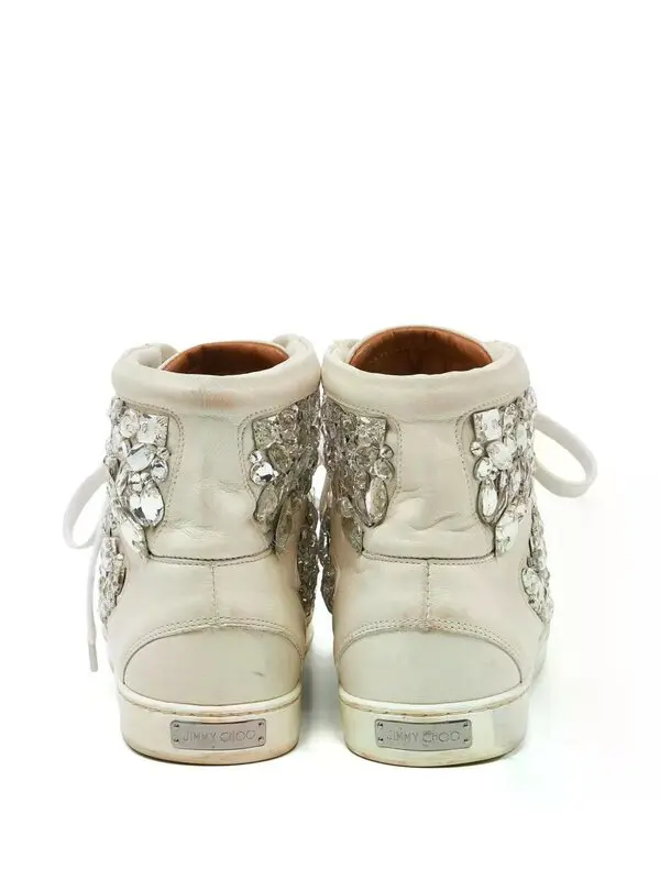 JIMMY CHOO Off- Crystal Embellished Lace-up High-top Sneakers