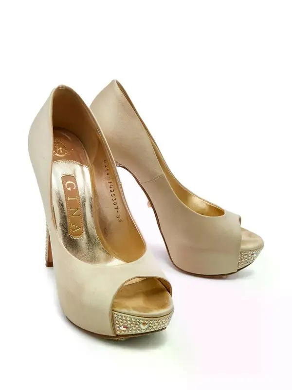 GINA 125mm Crystal-embellished Open-toe Pumps