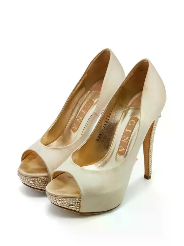 GINA 125mm Crystal-embellished Open-toe Pumps