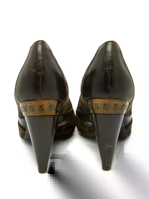 Fendi Zucca Pattern Peep-toe Pumps