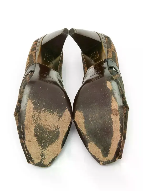 Fendi Zucca Pattern Peep-toe Pumps