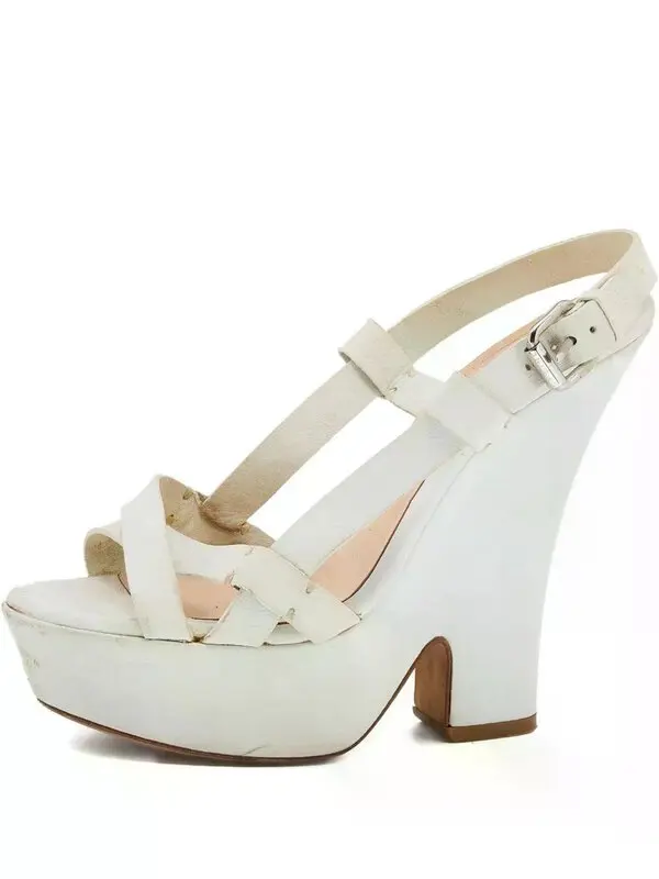 Celine Leather Strappy Platform Wedge Sandals