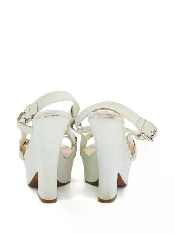 Celine Leather Strappy Platform Wedge Sandals