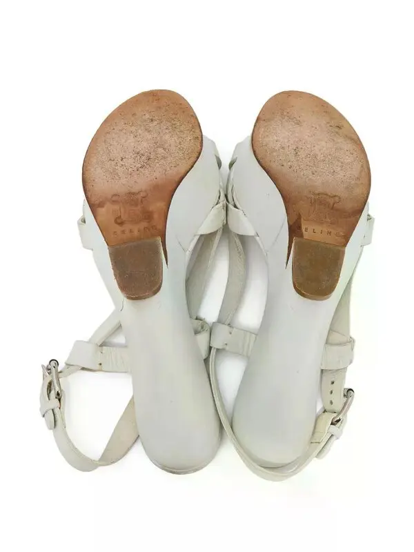 Celine Leather Strappy Platform Wedge Sandals