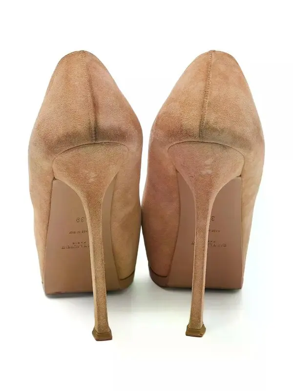 Saint Laurent 150mm Suede Platform Pumps With Patent Cap Toe