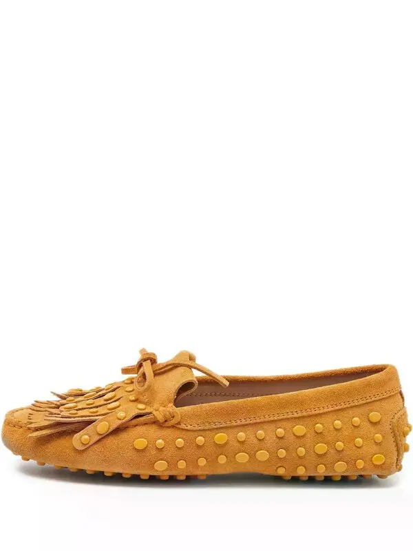 TOD'S Suede Loafers With Fringe And Studded Sole