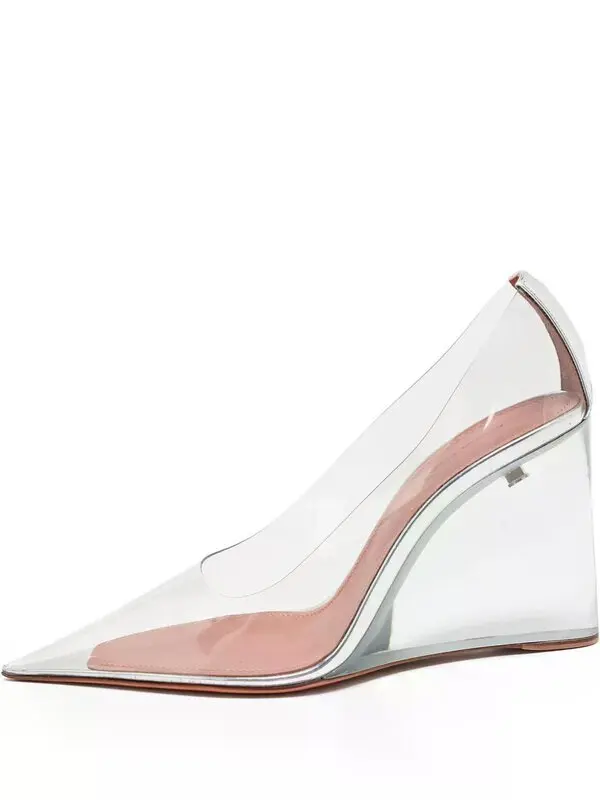 Amina Muaddi 95mm Ane Wedge Pumps - Neutrals