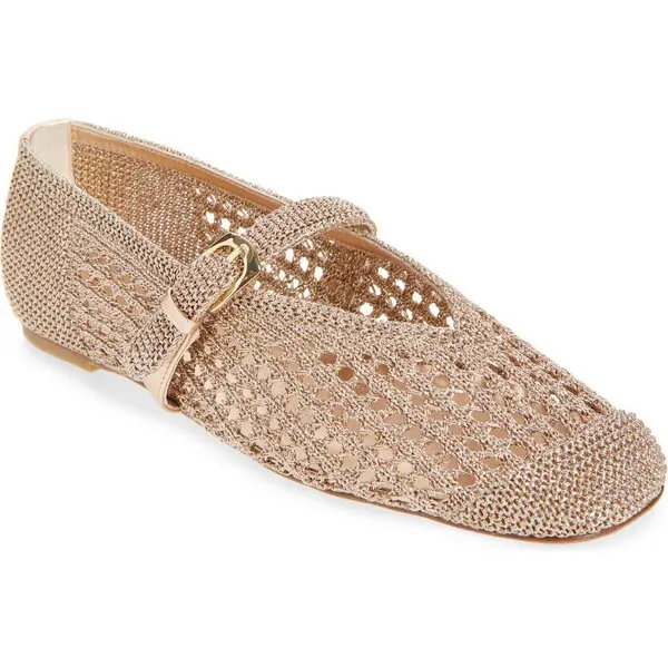 STUART WEITZMAN Leora Metallic Mary Jane Flat - Light Gold