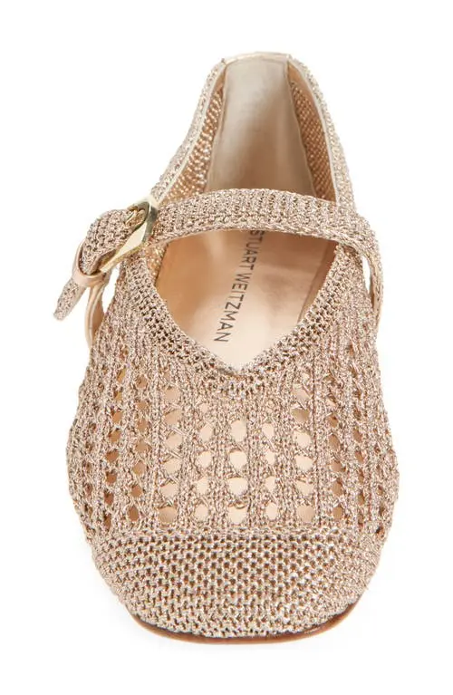 STUART WEITZMAN Leora Metallic Mary Jane Flat - Light Gold