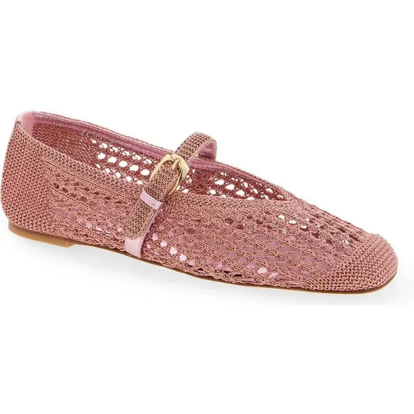 STUART WEITZMAN Leora Metallic Mary Jane Flat - Soft Rose