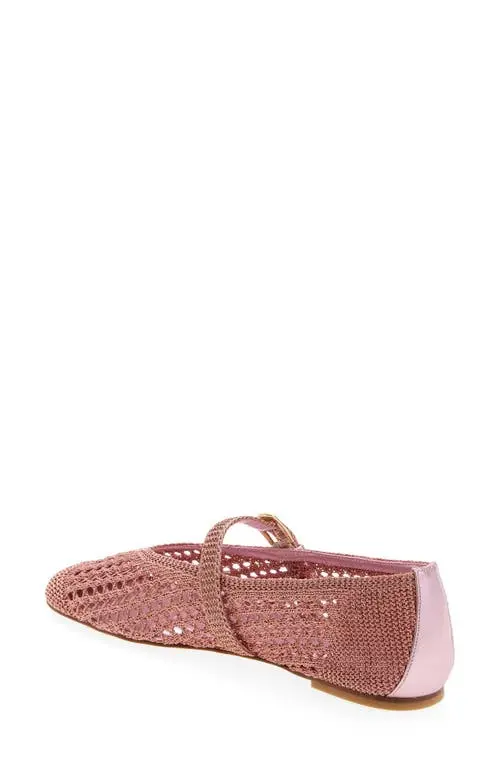 STUART WEITZMAN Leora Metallic Mary Jane Flat - Soft Rose