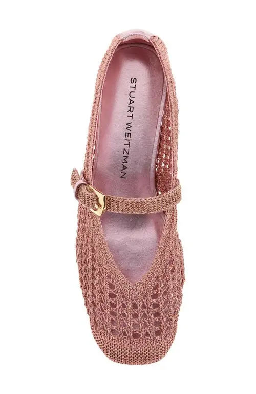 STUART WEITZMAN Leora Metallic Mary Jane Flat - Soft Rose