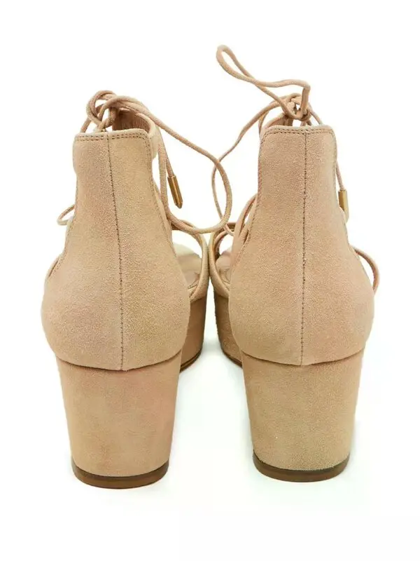 AQUAZZURA Beige Suede Lace-up Wedge Sandals