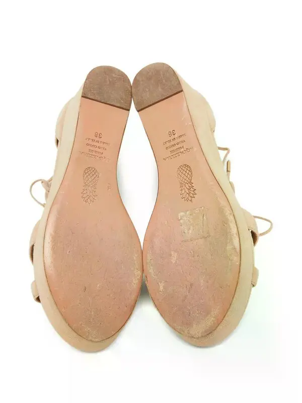 AQUAZZURA Beige Suede Lace-up Wedge Sandals